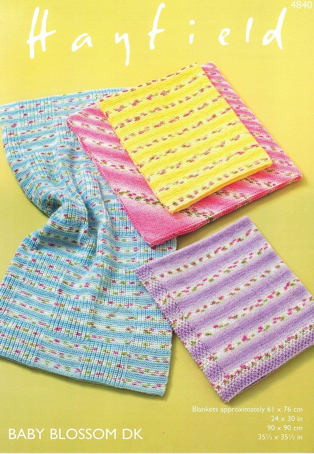 Hayfield Babies Blankets Knitting Pattern in Baby Blossom DK 4840