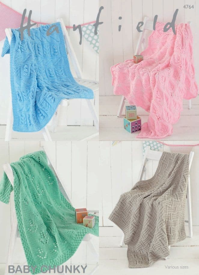 Hayfield Babies Blankets Knitting Pattern in Baby Chunky 4764P PDF DOWNLOAD