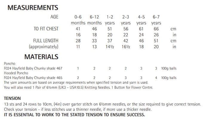 Hayfield Babies/Childrens Poncho s Knitting Pattern in Baby Chunky ...