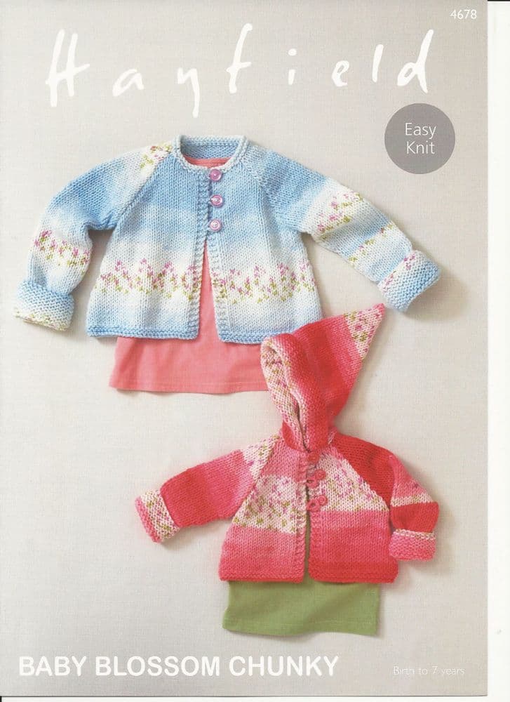 Hayfield Babies Coats Knitting Pattern in Baby Blossom Chunky 4678