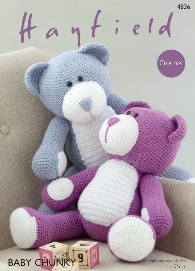 Hayfield Bear Toy Crochet Pattern in Baby Chunky 4836P PDF DOWNLOAD