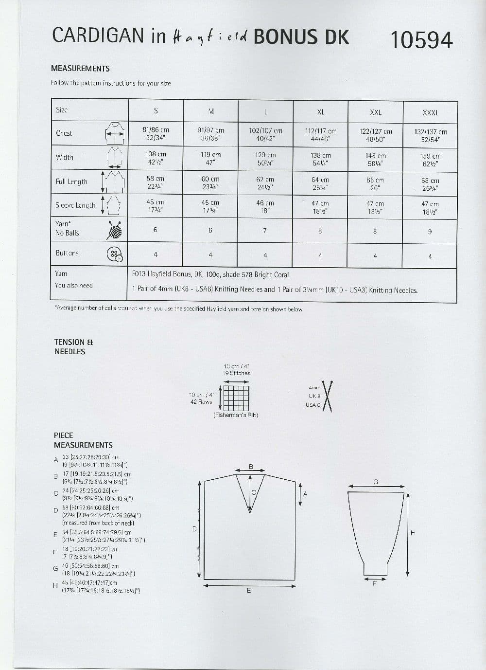 Hayfield Cardigan Knitting Pattern in Bonus DK 10594