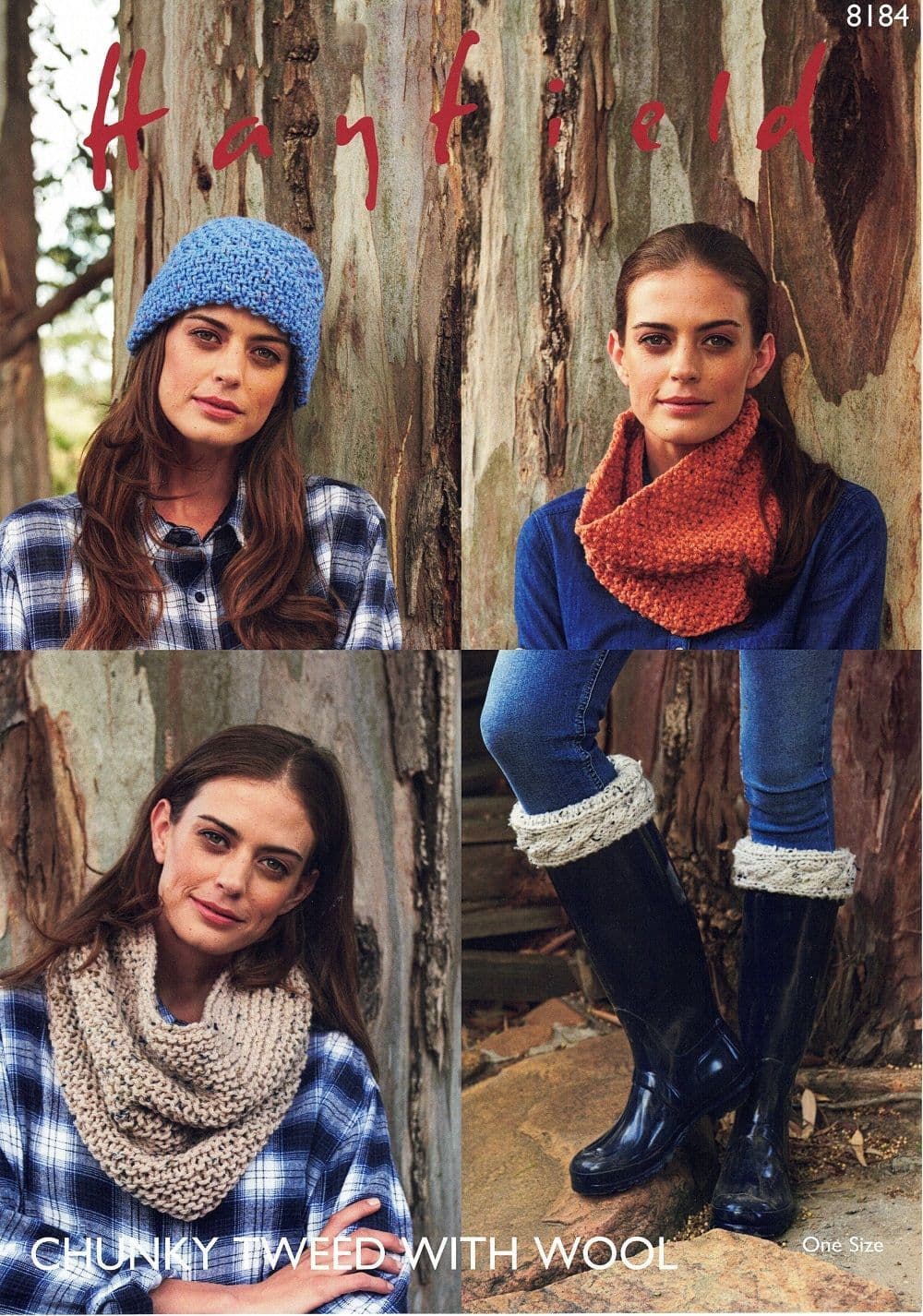 Hayfield Ladies Accessories Knitting Pattern in Chunky Tweed With Wool 8184