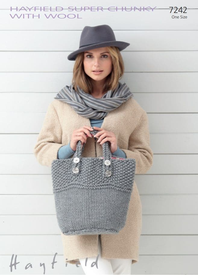 Hayfield Ladies Bag Knitting Pattern in Super Chunky with Wool 7242P ...