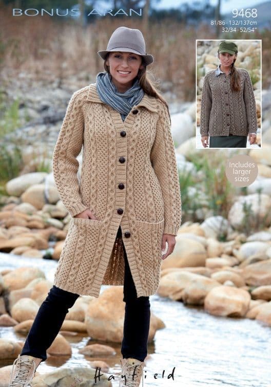 Hayfield Ladies Cardigan & Jacket Knitting Pattern in Bonus Aran - 9468 ...