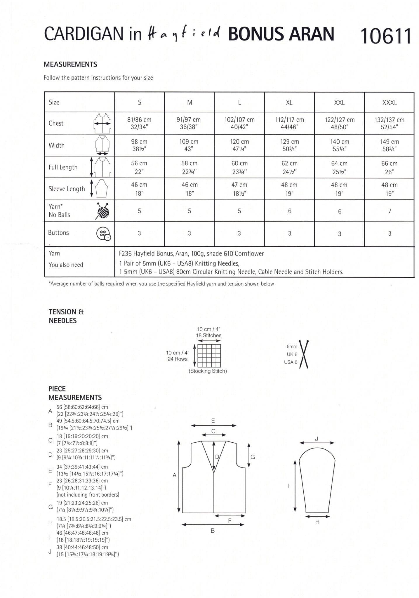 Hayfield Ladies Cardigan Knitting Pattern in Bonus Aran 10611