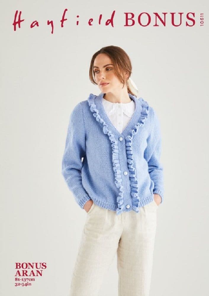 Hayfield Ladies Cardigan Knitting Pattern in Bonus Aran 10611