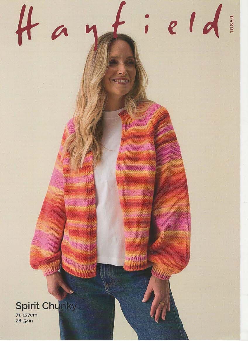 Hayfield Ladies Cardigan Knitting Pattern in Spirit Chunky 10859