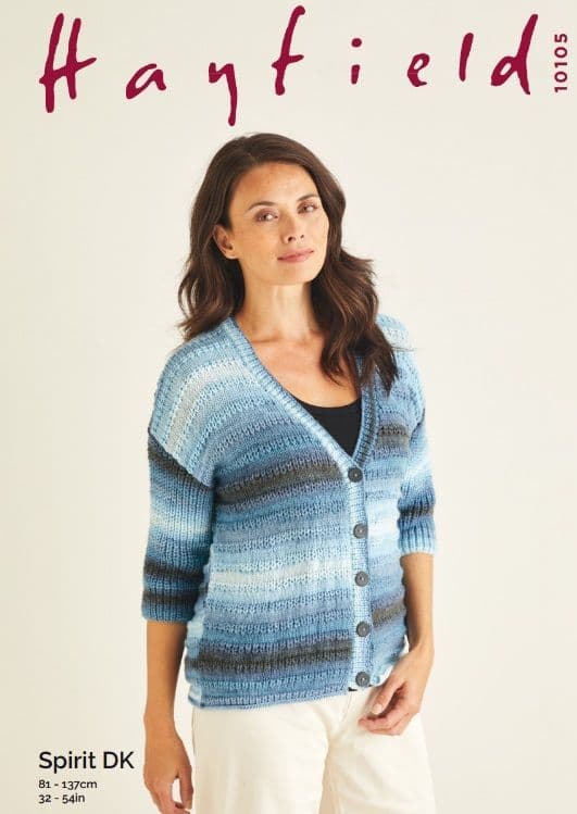 Hayfield Ladies Cardigan Knitting Pattern in Spirit DK - 10105 PDF DOWNLOAD