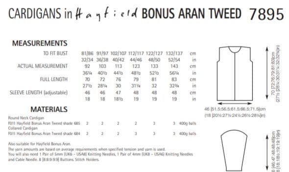 Hayfield Ladies Cardigans Knitting Pattern in Aran Tweed - 7895 PDF ...