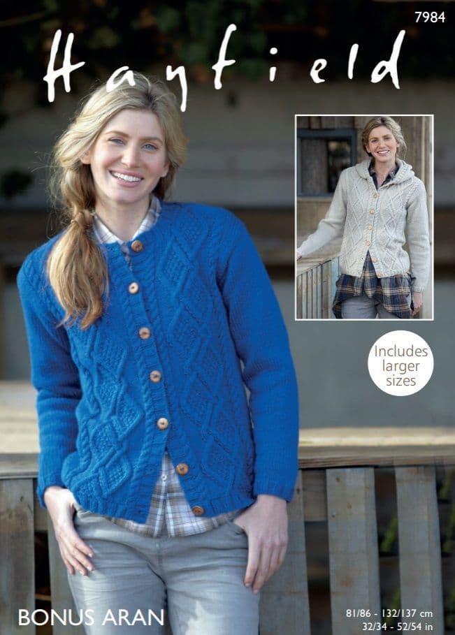 Hayfield Ladies Cardigans Knitting Pattern in Bonus Aran - 7984 PDF ...