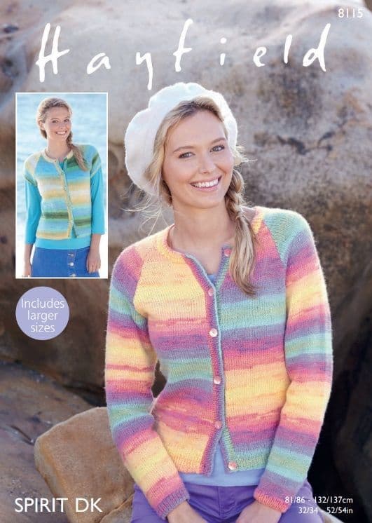 Hayfield Ladies Cardigans Knitting Pattern in Spirit DK - 8115 PDF DOWNLOAD