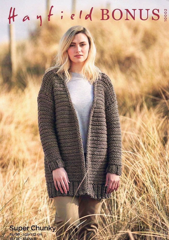 Hayfield Ladies Coatigan Knitting Pattern in Bonus Super Chunky 10002