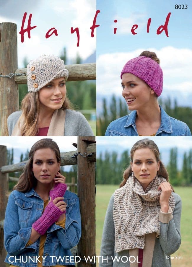 Hayfield Ladies Hats & Accessories Knitting Pattern in Chunky Tweed ...
