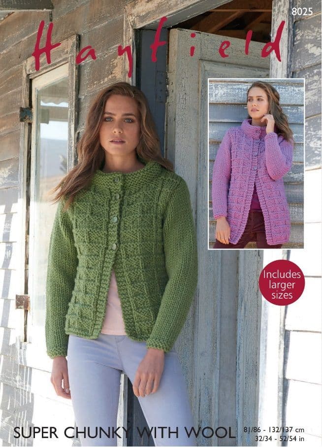 Hayfield Ladies Jacket Knitting Pattern in Super Chunky with Wool 8025P ...
