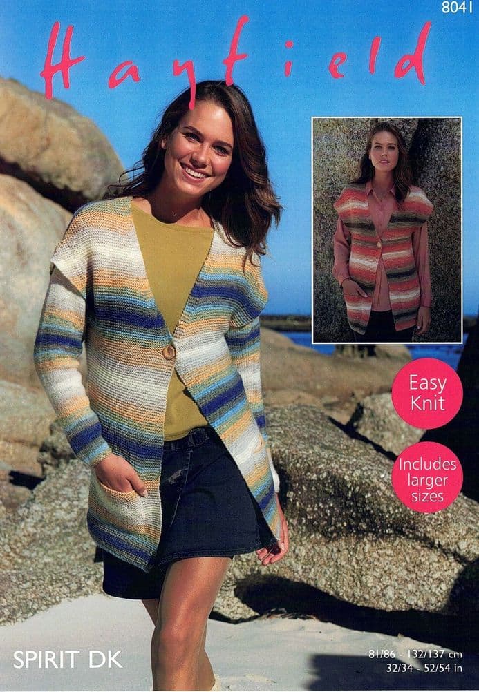 Hayfield Ladies Jacket & Waistcoat Knitting Pattern in Spirit DK 8041