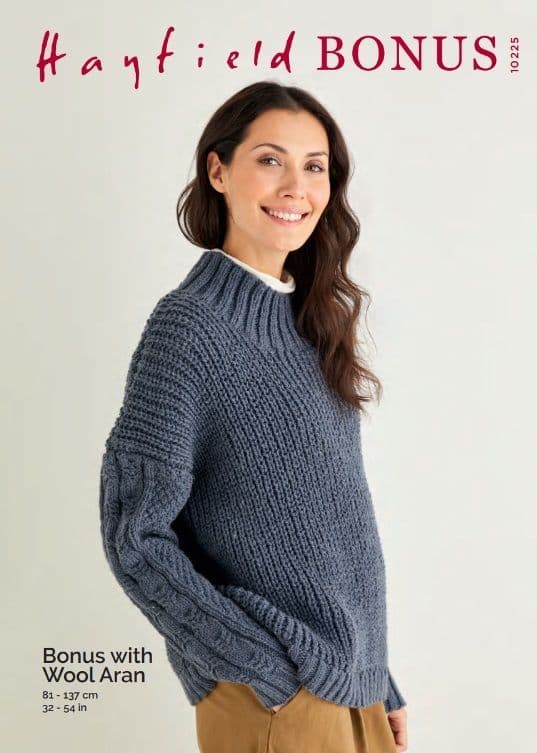 Hayfield Ladies Sweater Knitting Pattern in Bonus Aran - 10225 PDF DOWNLOAD