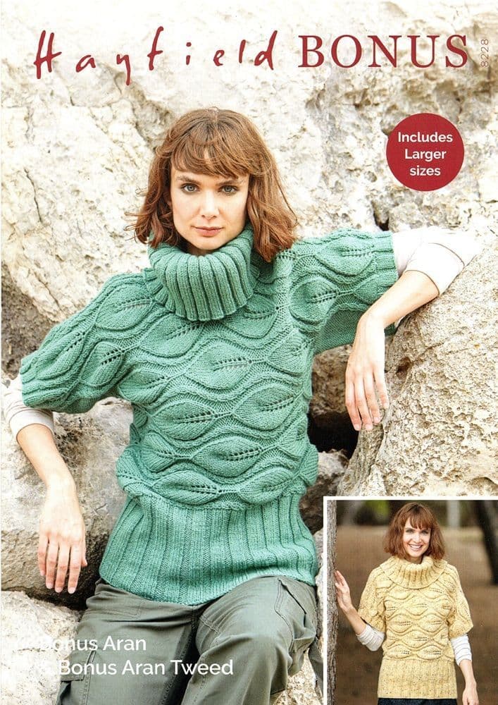 Hayfield Ladies Sweater Knitting Pattern in Bonus Aran Tweed & Bonus ...