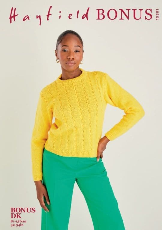 Hayfield Ladies Sweater Knitting Pattern in Bonus DK - 10591 PDF DOWNLOAD