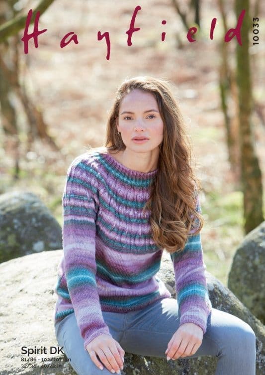 Hayfield Ladies Sweater Knitting Pattern in Spirit DK - 10033 PDF DOWNLOAD
