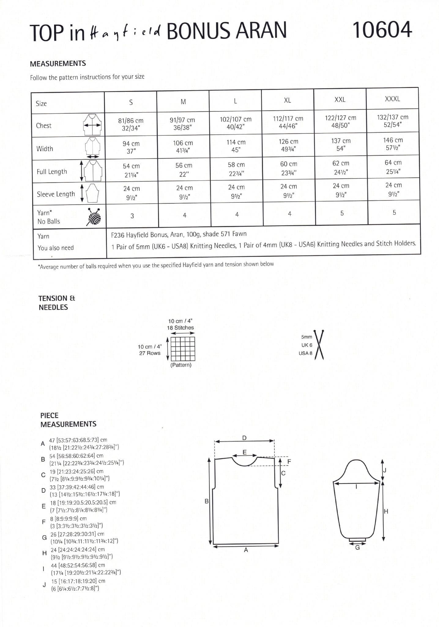 Hayfield Ladies Top Knitting Pattern in Bonus Aran 10604