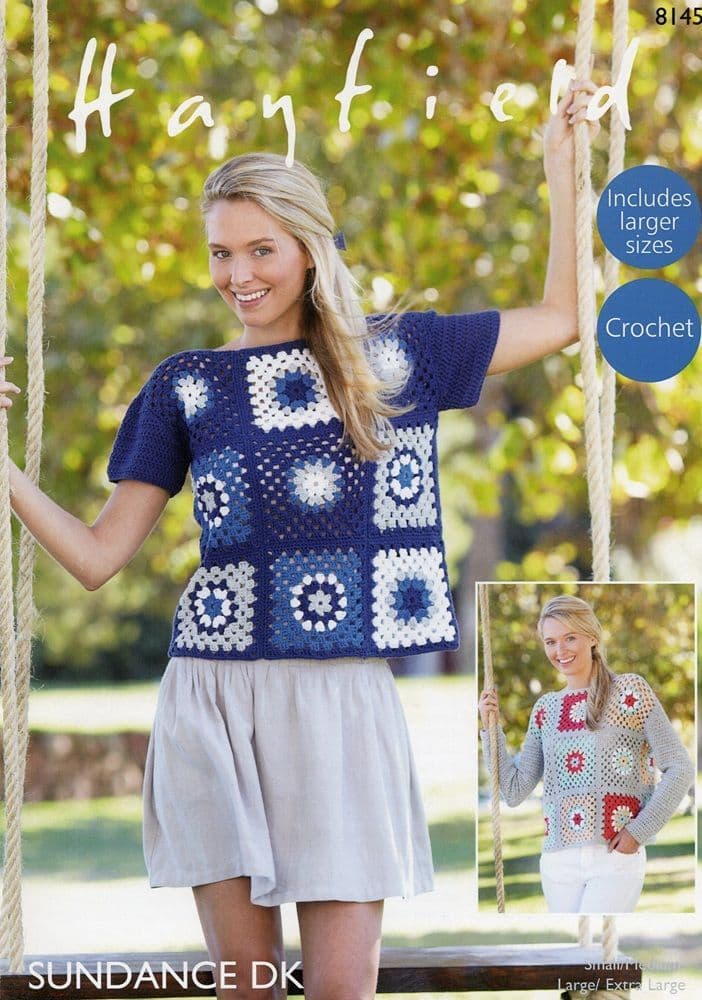 Hayfield Ladies Tops Crochet Pattern in Sundance DK 8145