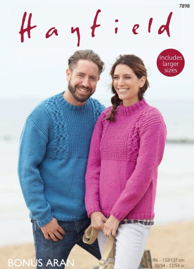 Hayfield Mens & Ladies Sweaters Knitting Pattern in Bonus Aran - 7898 ...