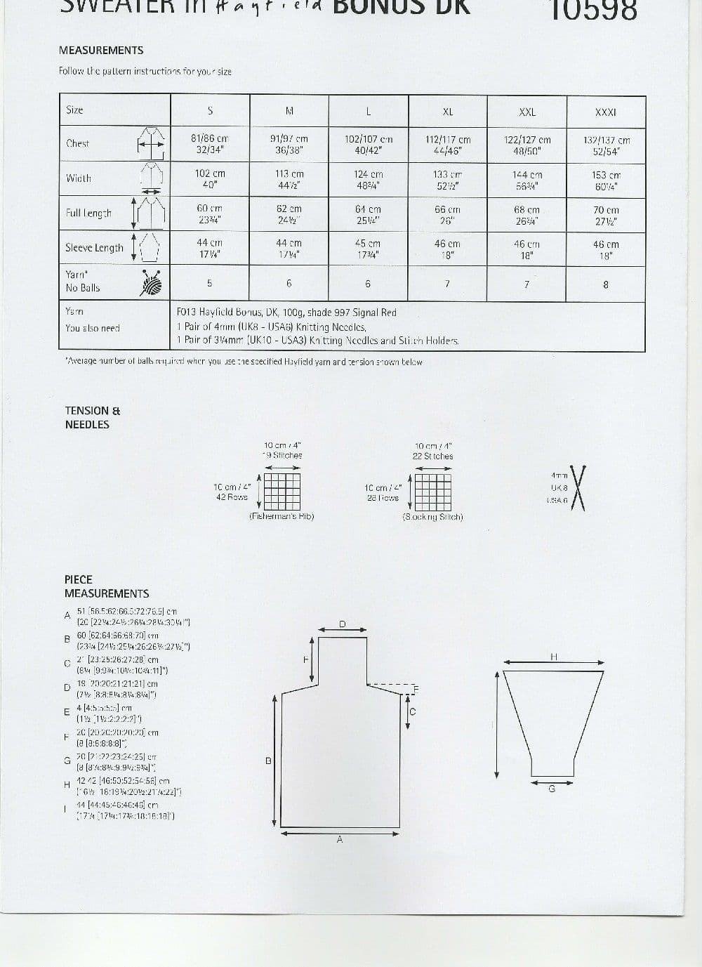 Hayfield Sweater Knitting Pattern in Bonus DK 10598