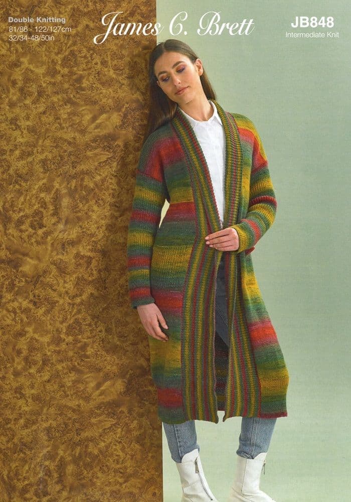 James C Brett Ladies Cardigan Knitting Pattern in Aurora DK 848