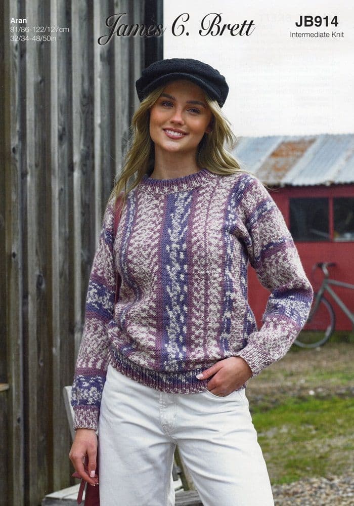 James C Brett Ladies Sweater Knitting Patterns in Croftland Scandi Aran ...