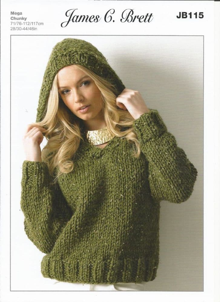 James C Brett Ladies Sweater Mega Chunky Knitting Pattern JB115