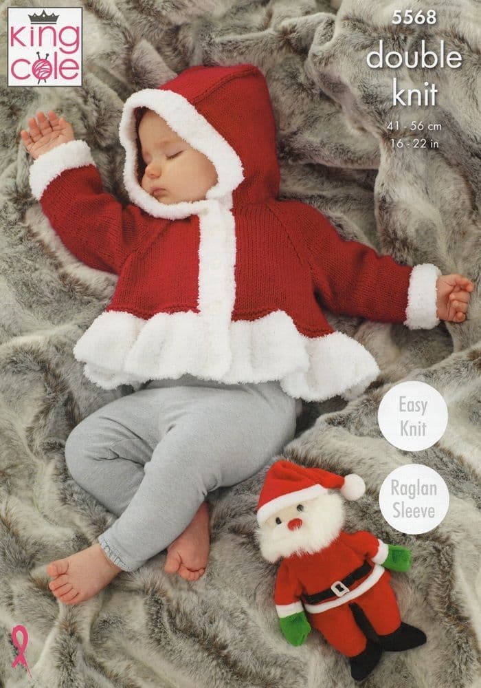King Cole Babies Christmas Jackets & Hats Knitting Pattern in DK 5568