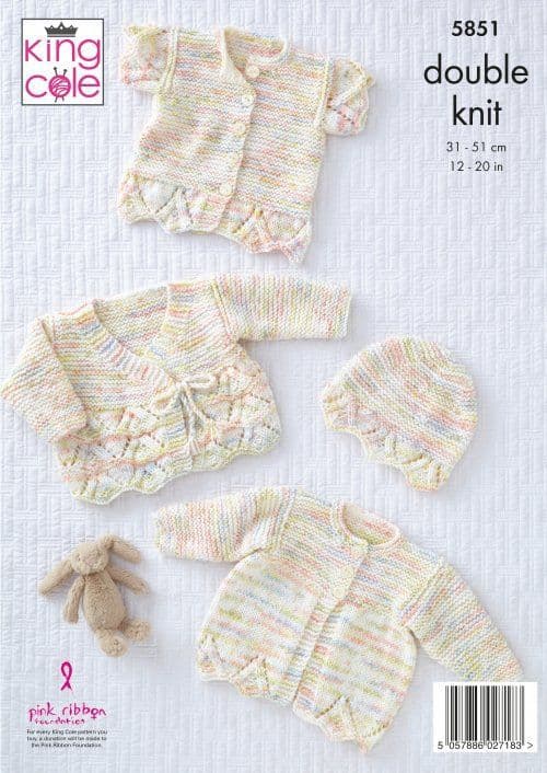 King Cole Baby Set Knitting Pattern in Little Treasures DK 5851
