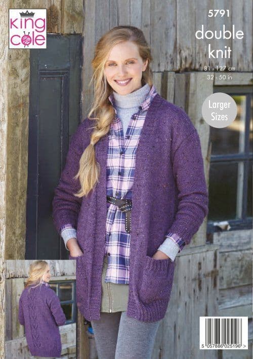 King Cole Cardigans Knitting Pattern in Homespun DK 5791
