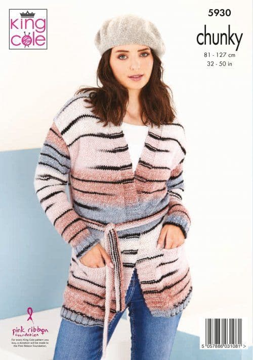 King Cole Ladies Cardigan Knitting Pattern in Safari Chunky 5930