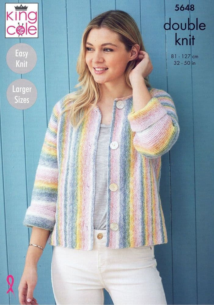 King Cole Ladies Cardigans Knitting Pattern in Bramble DK 5648