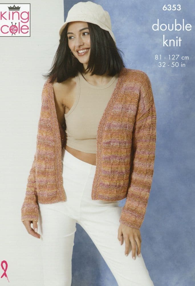 King Cole Ladies Cardigans Knitting Pattern in Jamboree DK 6353