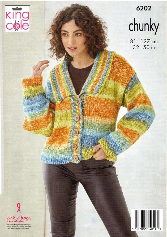 King Cole Ladies Jacket & Waistcoat Knitting Pattern in Hedgerow Chunky ...