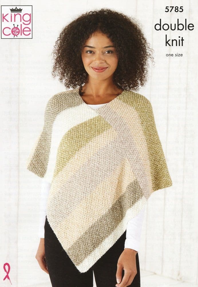 King Cole Ladies Ponchos Knitting Pattern in DK 5785