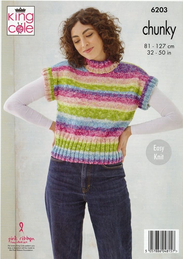 King Cole Ladies Slipover & Sweater Knitting Pattern in Hedgerow Chunky ...