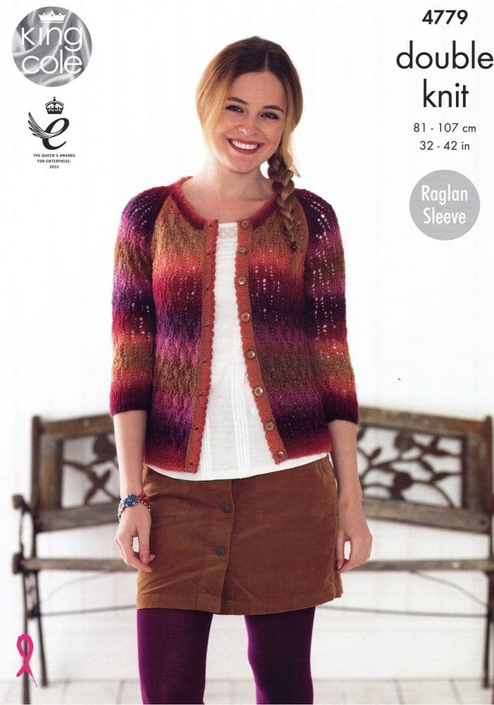 King Cole Ladies Sweater & Cardigan Knitting Pattern in Riot DK 4779