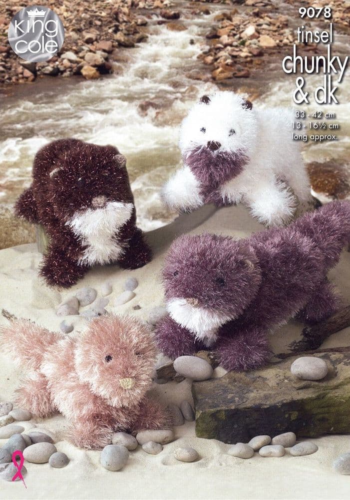 King Cole Otters Knitting Pattern in Tinsel Chunky 9078