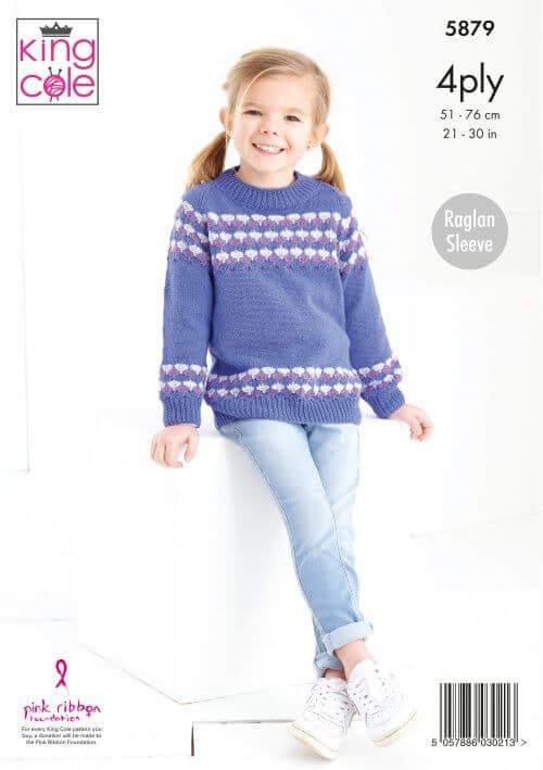 King Cole Sweater & Cardigan Knitting Pattern in Cotton Socks 4ply 5879