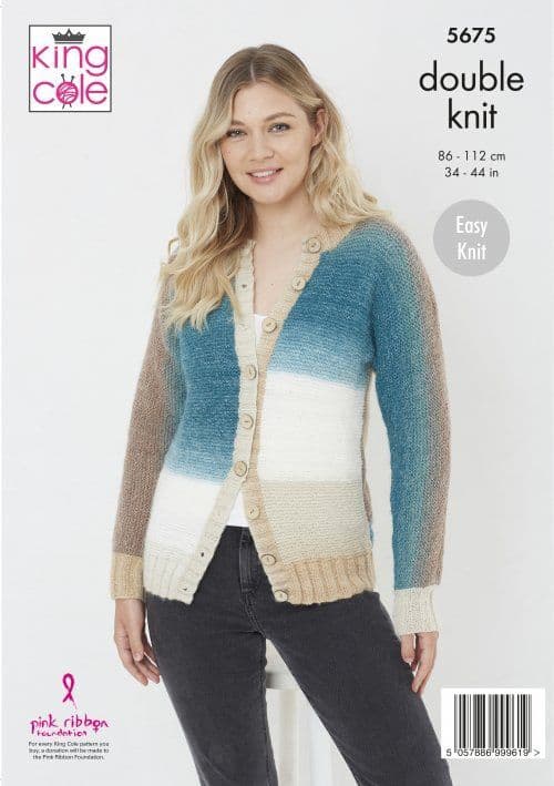 King Cole Sweater & Cardigan Knitting Pattern in Curiosity DK 5675