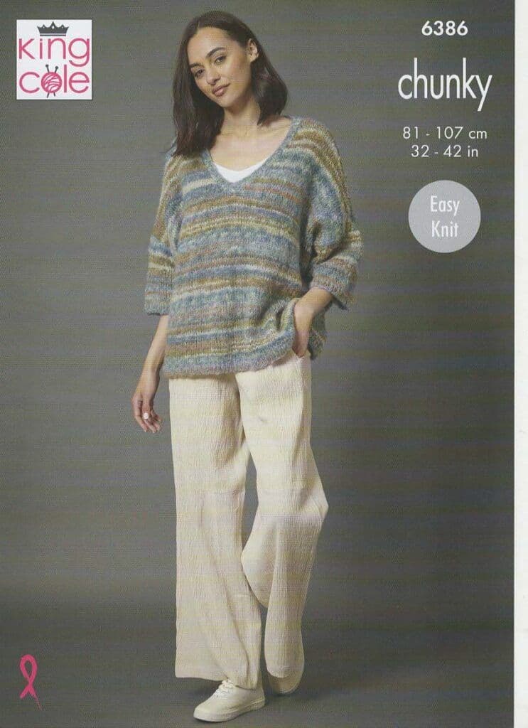 King Cole Sweaters Knitting Pattern in Flair Chunky 6386