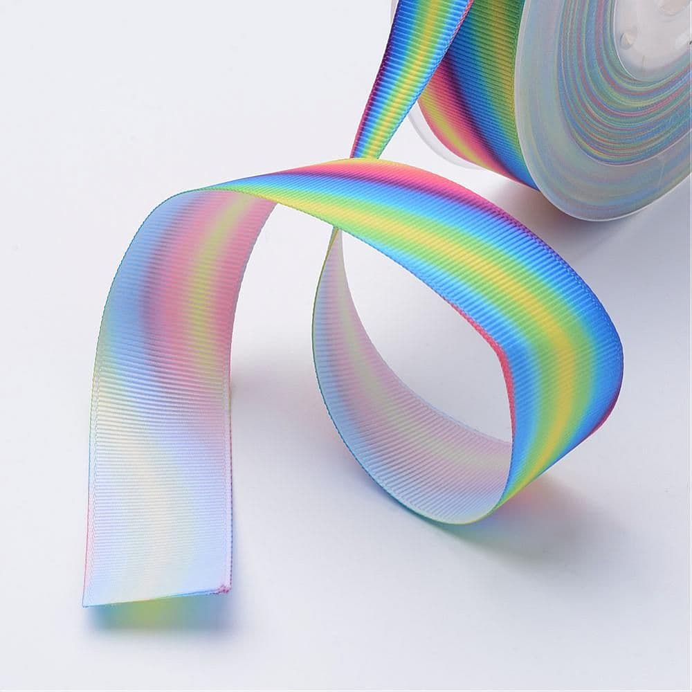 Rainbow Swirl Ribbon 25mm Wide 2 Variants Per Metre