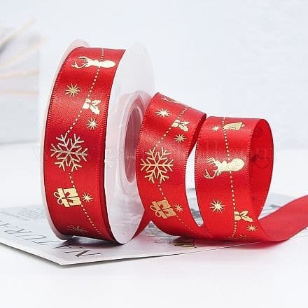 Red Christmas Reindeer Ribbon 25mm by the Metre