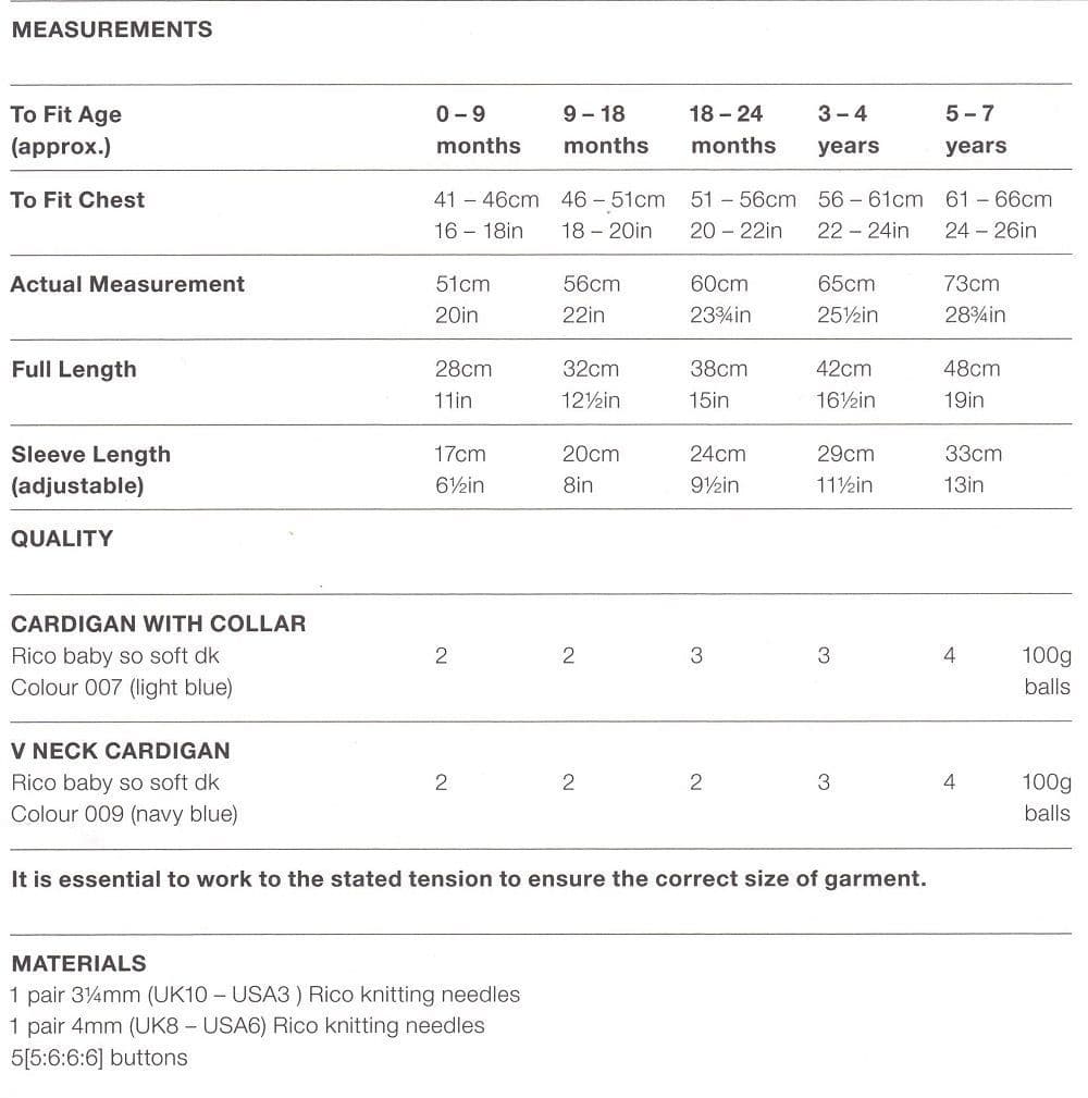 Rico Babies Cabled Cardigans Knitting Pattern in Baby So Soft DK 146