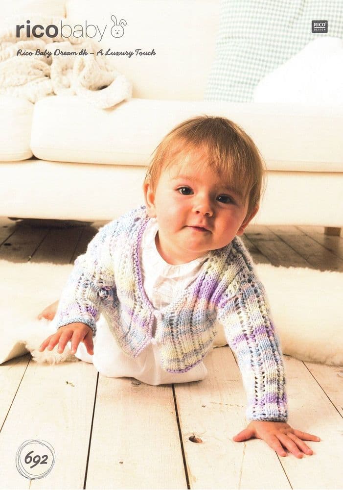 Rico Babies Cardigan Knitting Pattern in Baby Dream DK 692