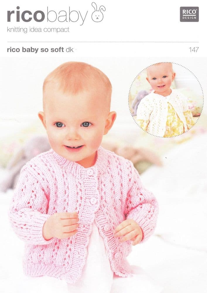 Rico Babies Cardigans Knitting Pattern in Baby So Soft DK 147